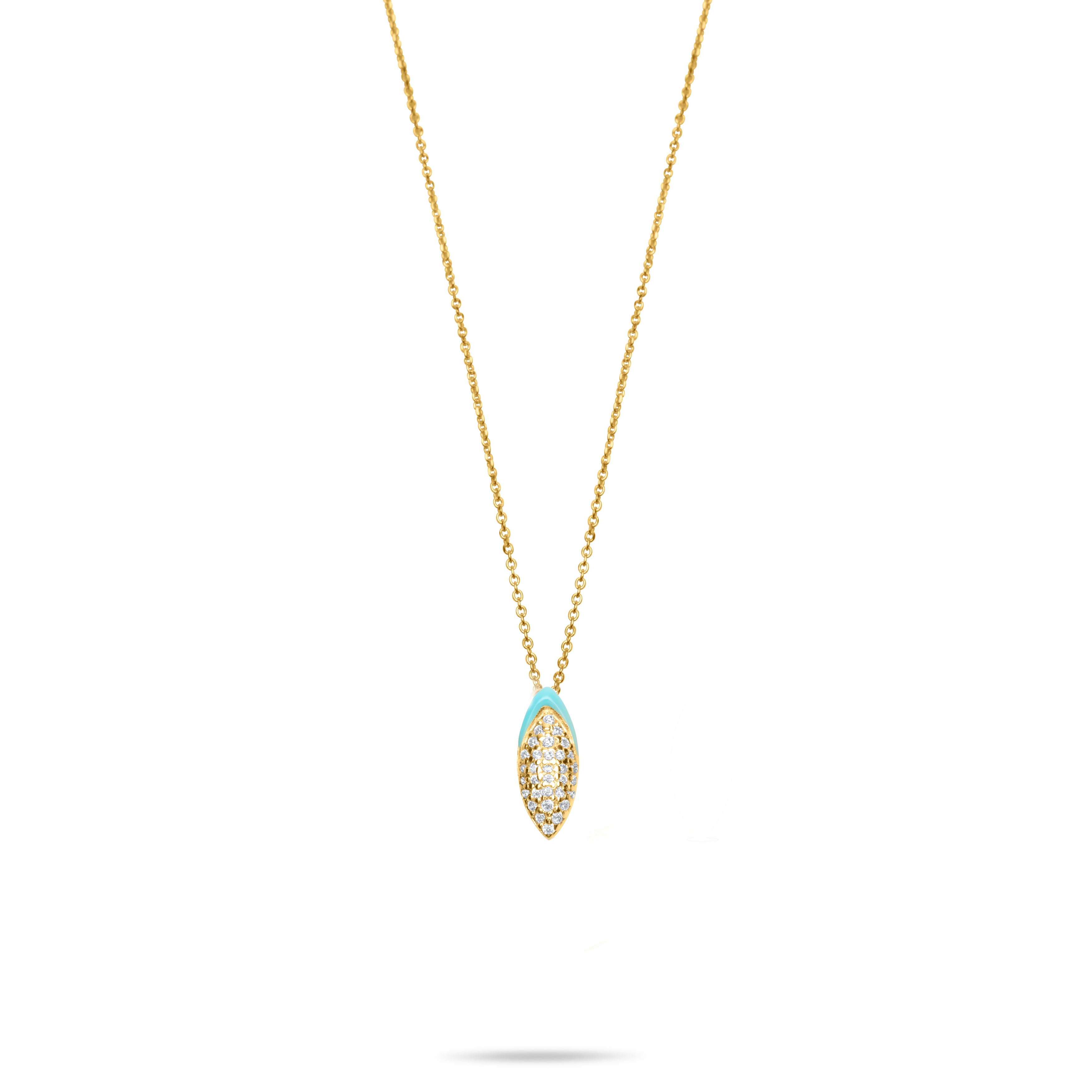 Turquoise Pave Naveta Necklace - Gold plated – La Vie Jewelry